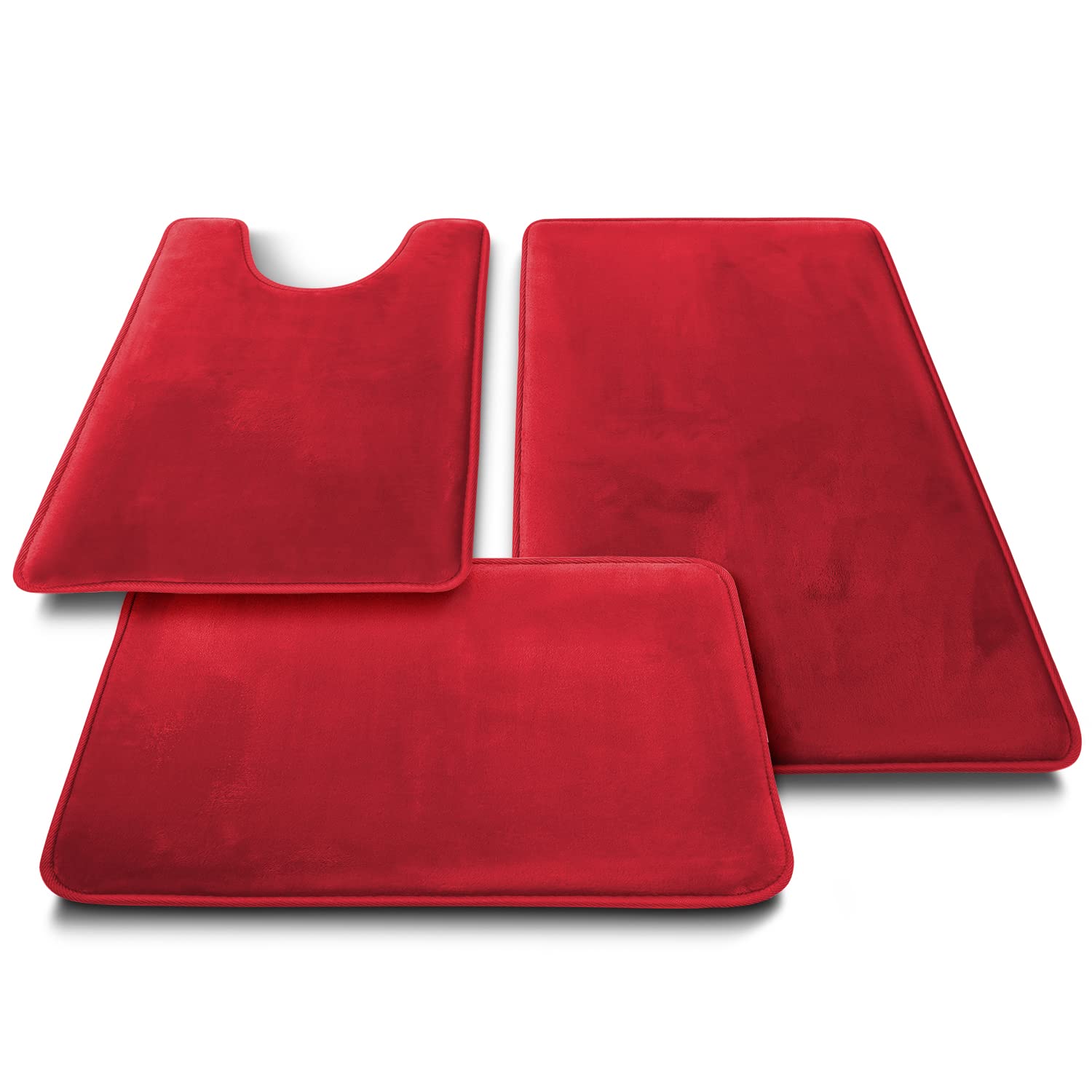 Clara Clark 2 Piece Bathroom Rugs Bath Mat Set, Velvet Memory Foam Bath Mats for Bathroom - Non-Slip, PVC Backing Bath Rugs, Washable Bathroom Rug Mats - Dries Quickly, Bathroom Rug Set - Burgundy