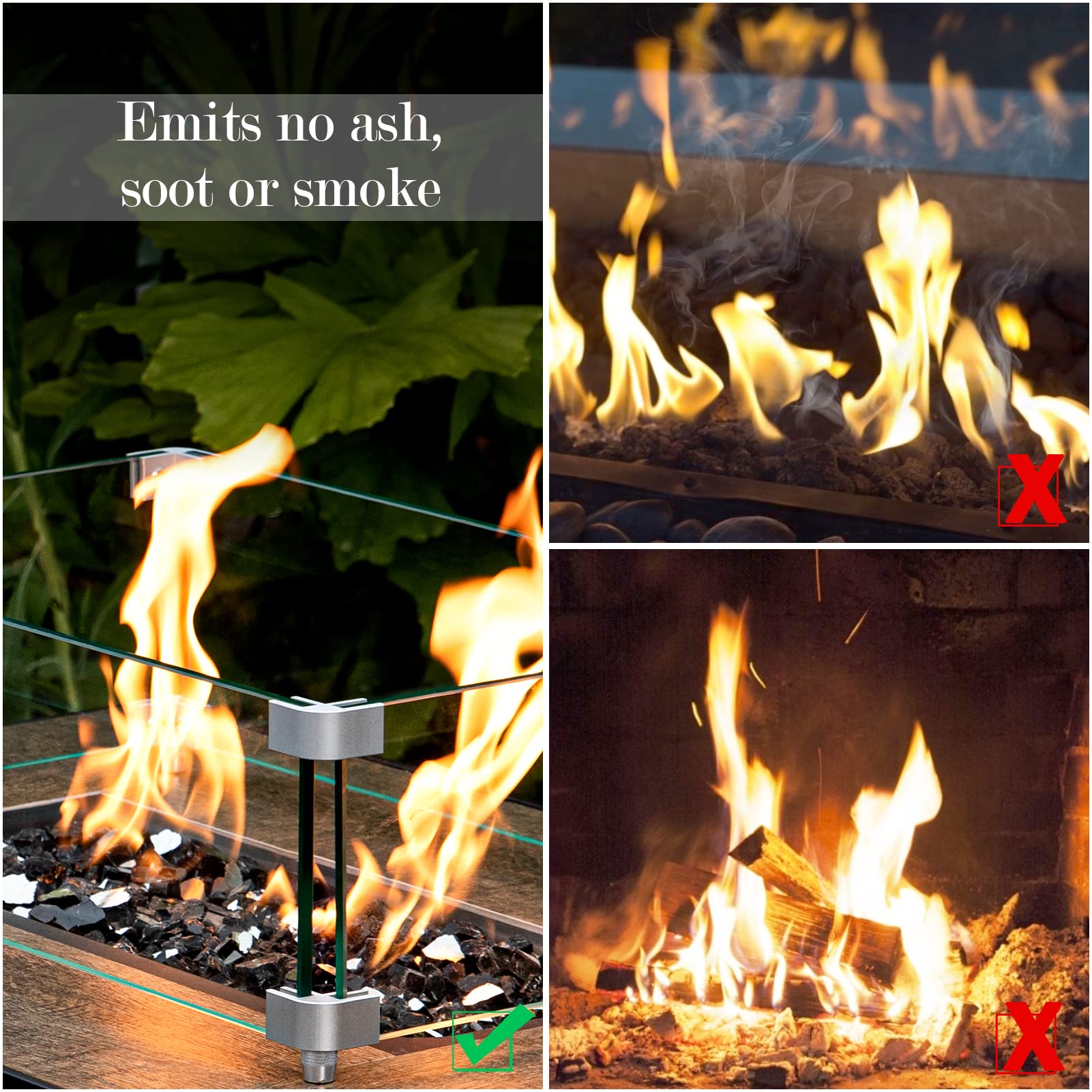 GASPRO 20 lbs Black Fire Glass for Fire Pit, 1/2-Inch Reflective Glass Rocks for Propane or Gas Fireplace, Add Ambience to Gatherings and Parties for Outdoors and Indoors