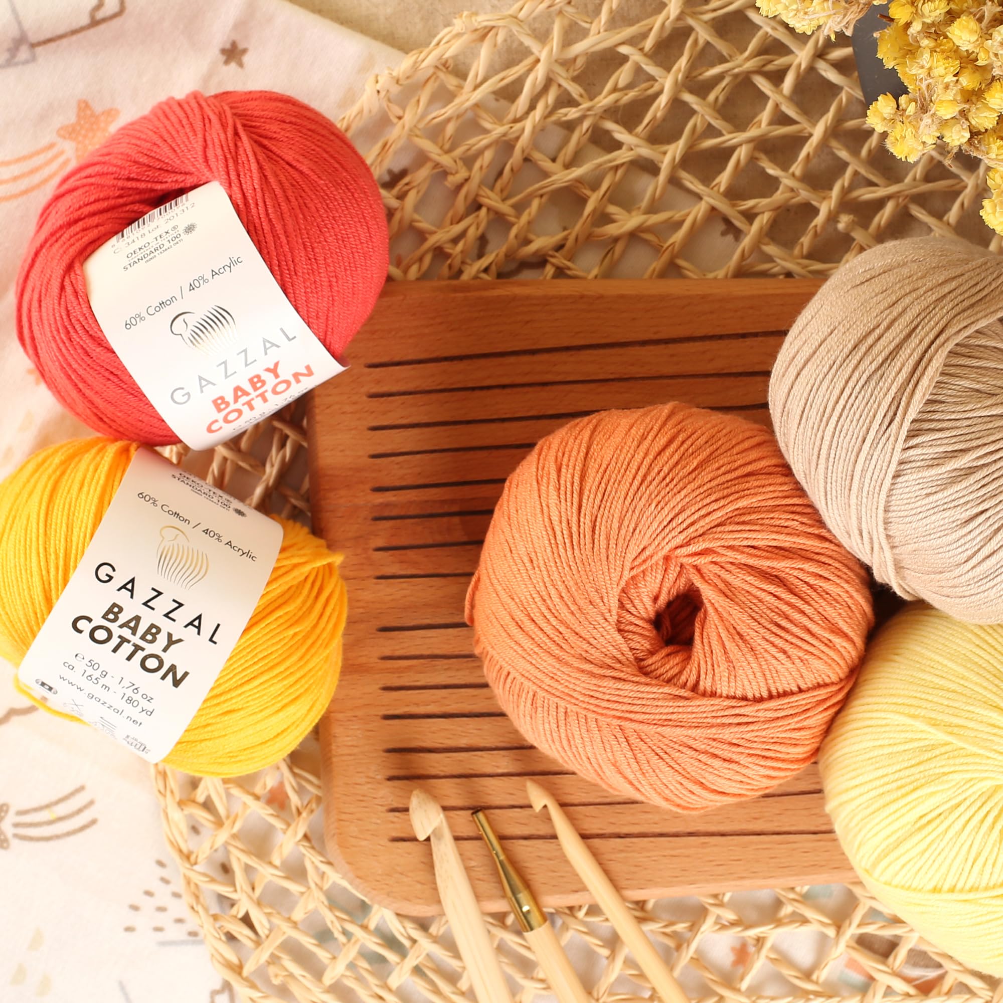 5 Skein (Pack) Total 8.8 Oz. Gazzal Baby Cotton Each 1.76 Oz (50g) / 150 Yrds (165m) Soft, Fine Baby Yarn, 60% Cotton, Blue - 3428