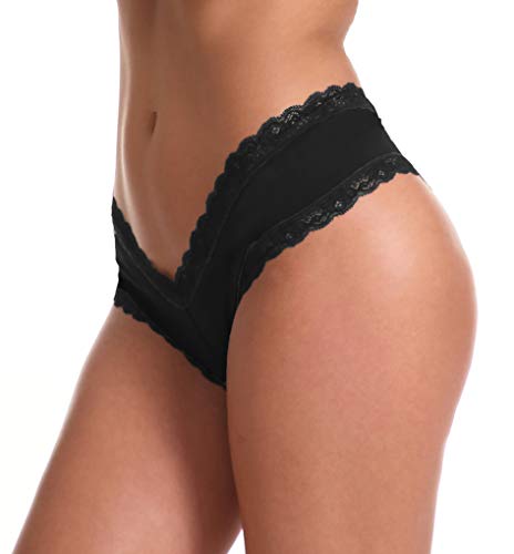 Sofishie Sexy V-Back Criss Cross Panties - Black - Medium