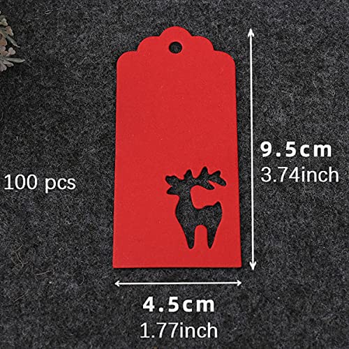100pcs Christmas Tags Christmas Hollow Reindeer Tags Hang Labels Christmas Paper Tags Kraft Gift Tags Christmas Crafts Supply Pre-Punched with Holes Without String Holiday Party Supplies