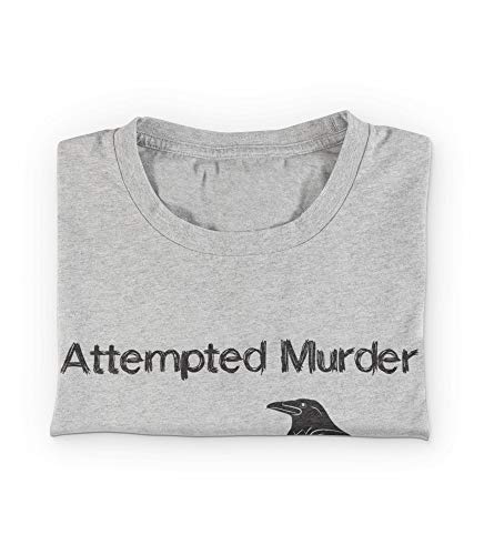 Revel Shore Attempted Murder T Shirt Funny Crow Flock Bird Pun Novelty Graphic Tee (Small) Sport Grey