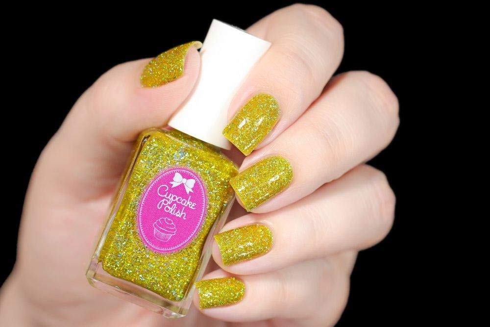 Princess Lolly - yellow glitter holographic nail polish by Cupcake Polish