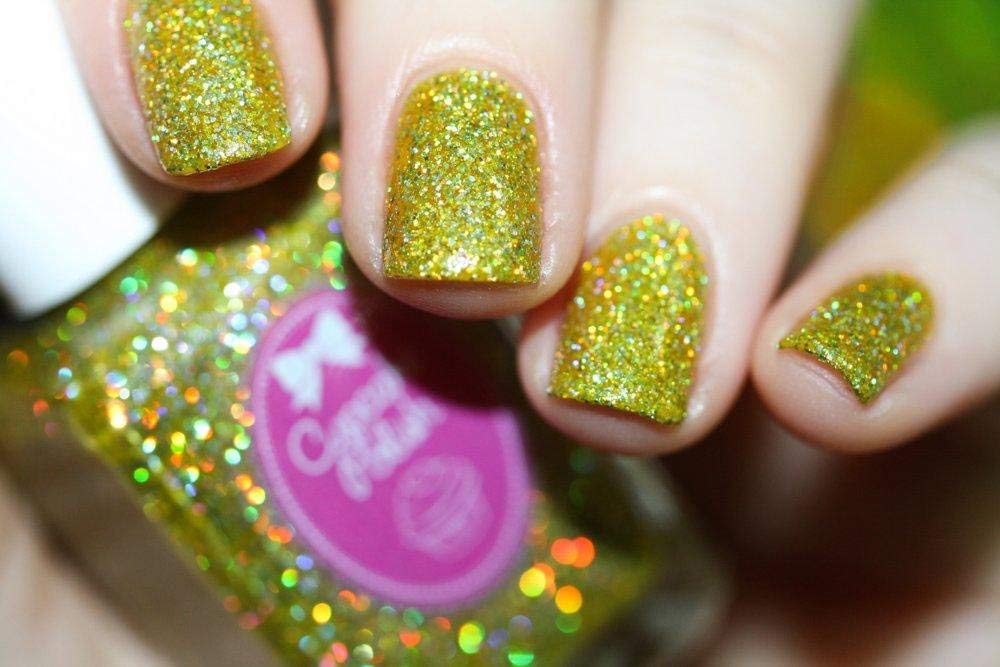 Princess Lolly - yellow glitter holographic nail polish by Cupcake Polish
