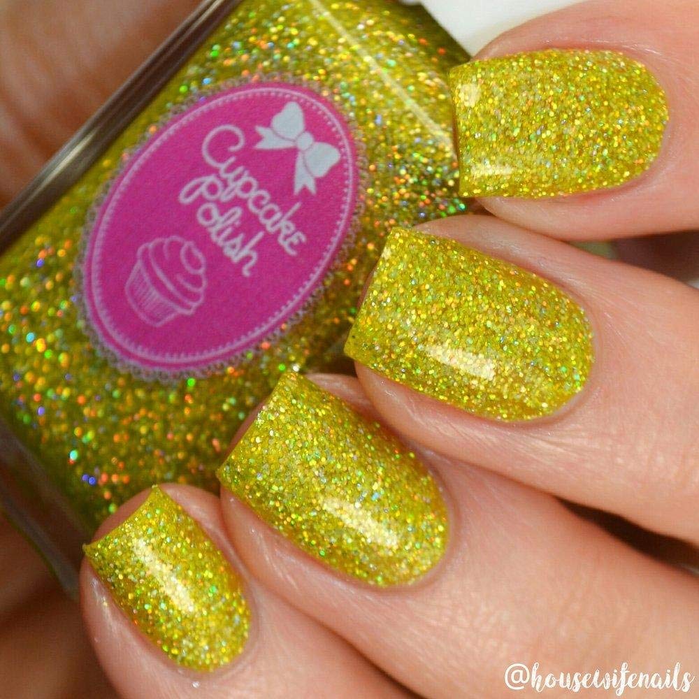Princess Lolly - yellow glitter holographic nail polish by Cupcake Polish