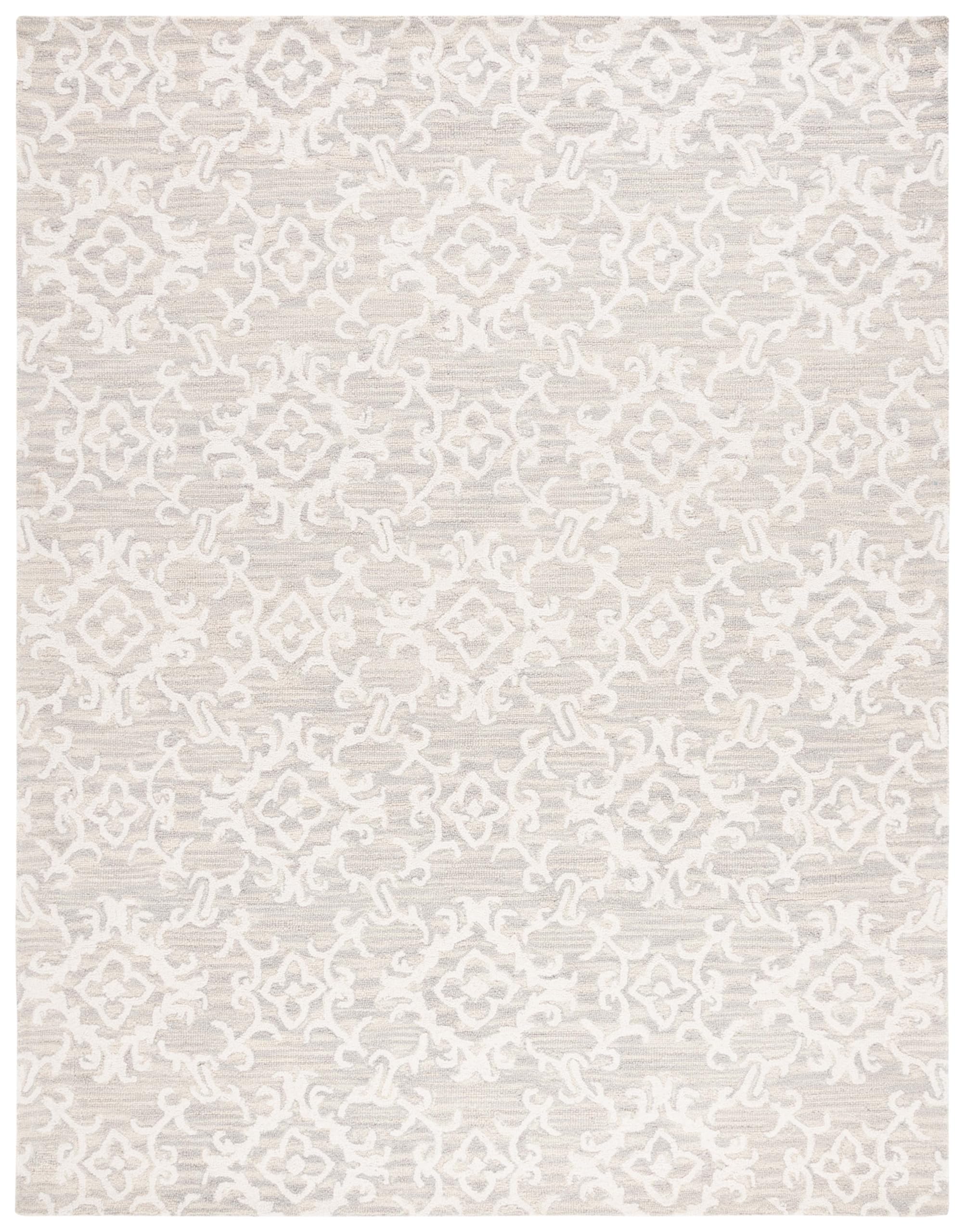 SAFAVIEH Blossom Collection Area Rug - 8' x 10', Grey & Ivory, Handmade Wool, Ideal for High Traffic Areas in Living Room, Bedroom (BLM104A)