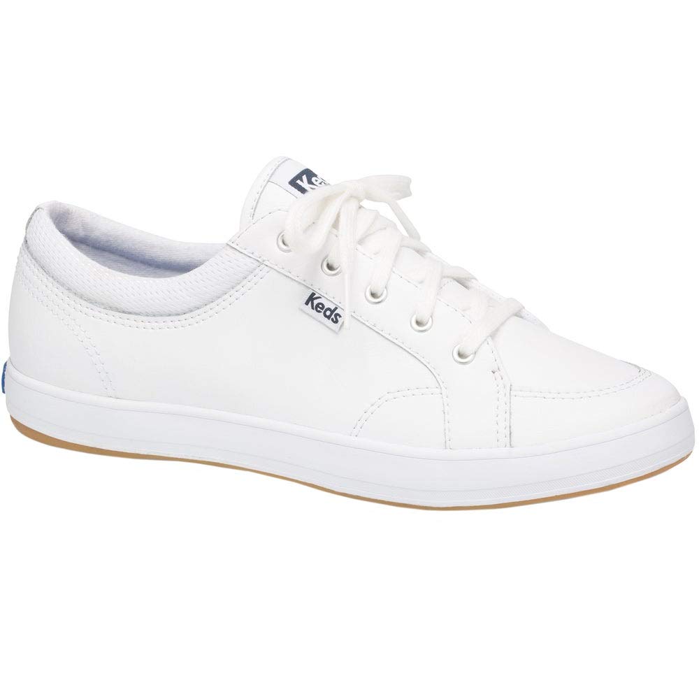 Keds Center Lace Up, Sneaker Womens, White Leather, 6 Medium
