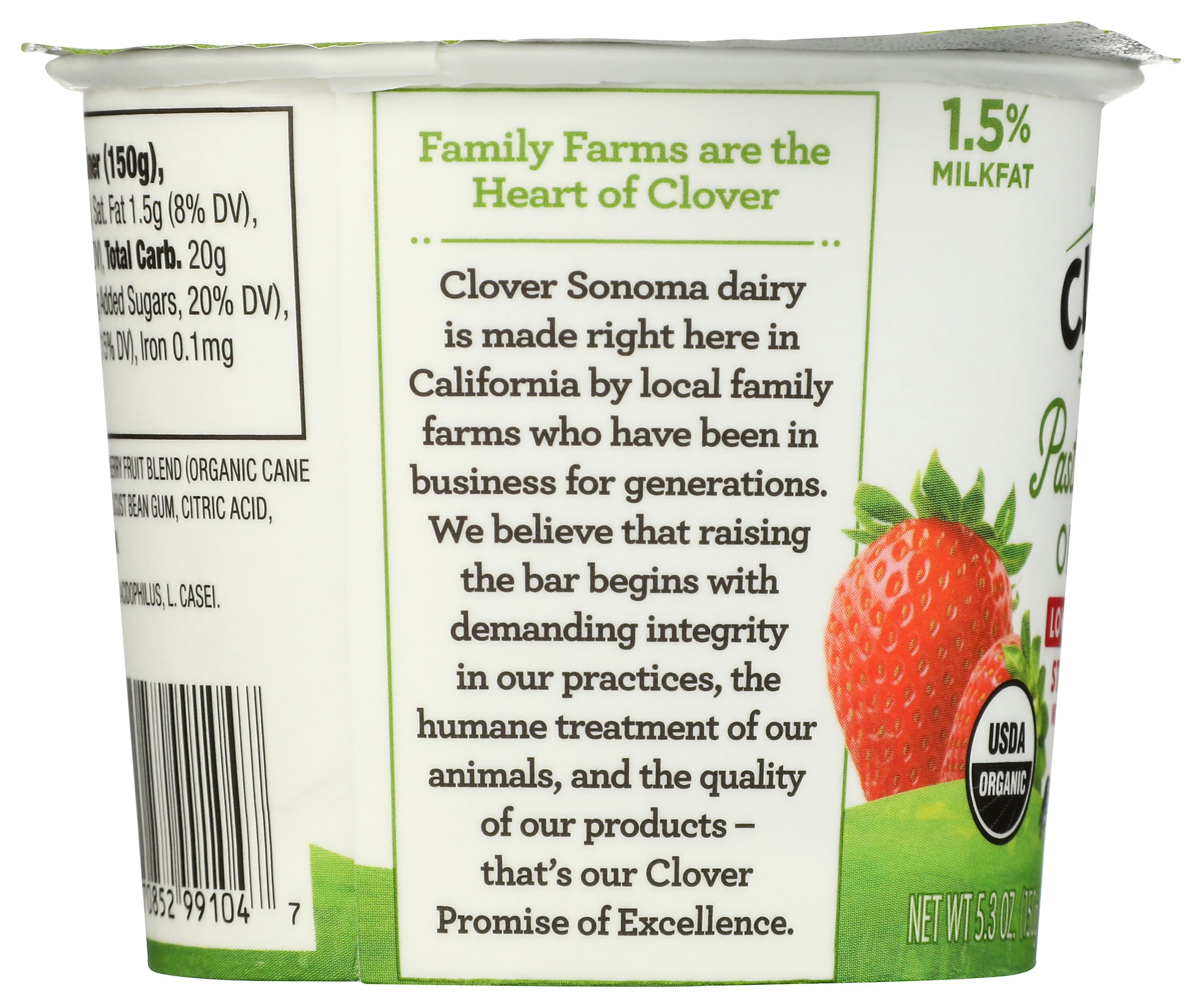 CLOVER SONOMA Organic Low Fat Strawberry Yogurt, 5.3 OZ