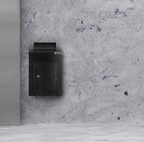 AdirOffice Through The Wall Drop Box Safe - Durable Thick Steel w/Adjustable Chute - Mail Vault for Home Office Hotel Apartment