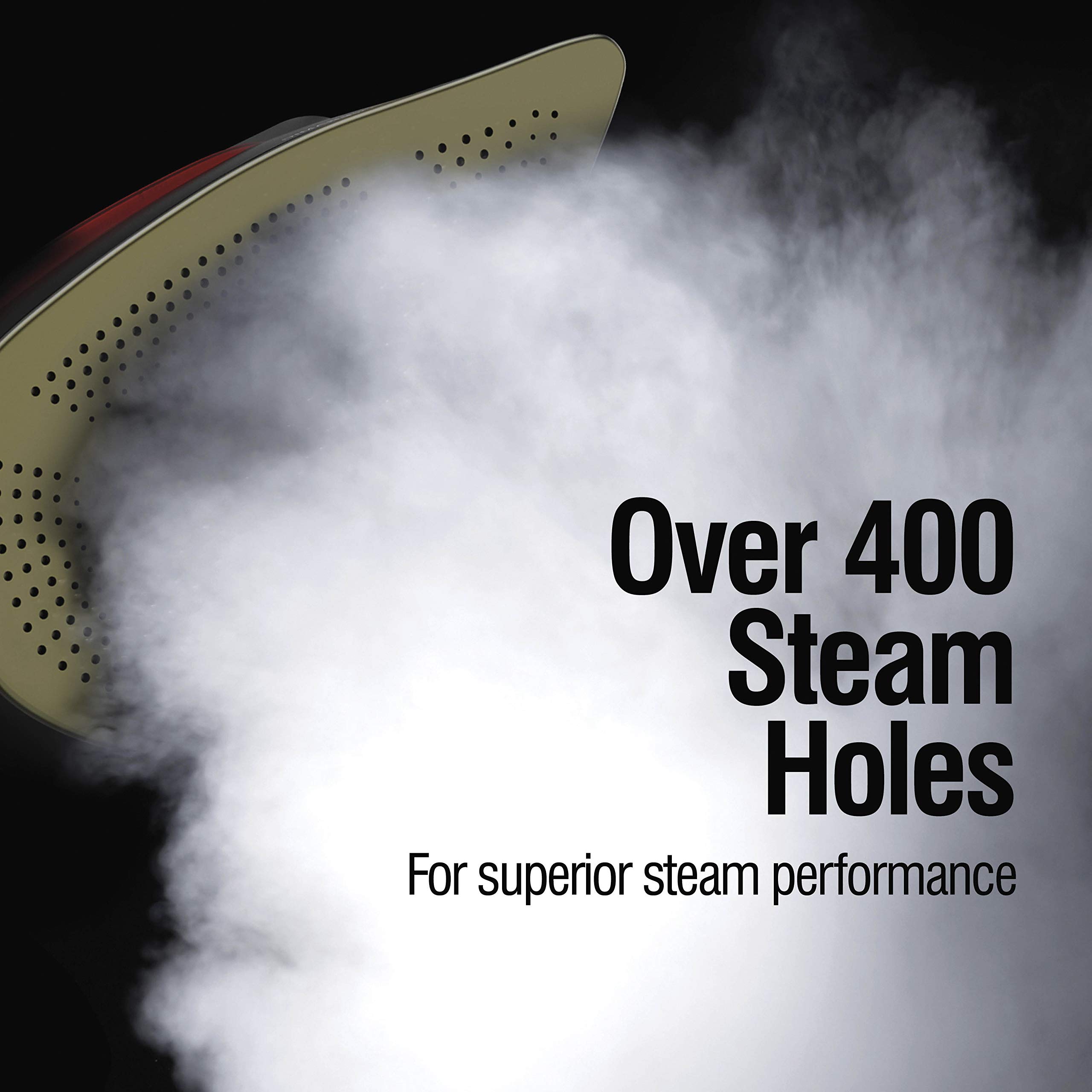 CHI Steam Iron for Clothes with Titanium Infused Ceramic Soleplate, 300+ Holes for Powerful Steaming, XL 10’ Cord, 3-Way Auto Shutoff, 1800 Watts, Advanced Touchscreen, Silver (13103)
