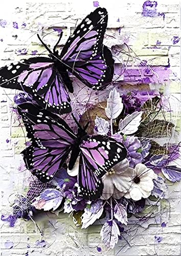 5d Diamond Painting Kits for Adults,Full Drill Diamond Art Animals Butterfly Rhinestone Painting with Diamonds Pictures Arts and Crafts for Home Wall Decor（12x16 Inch）