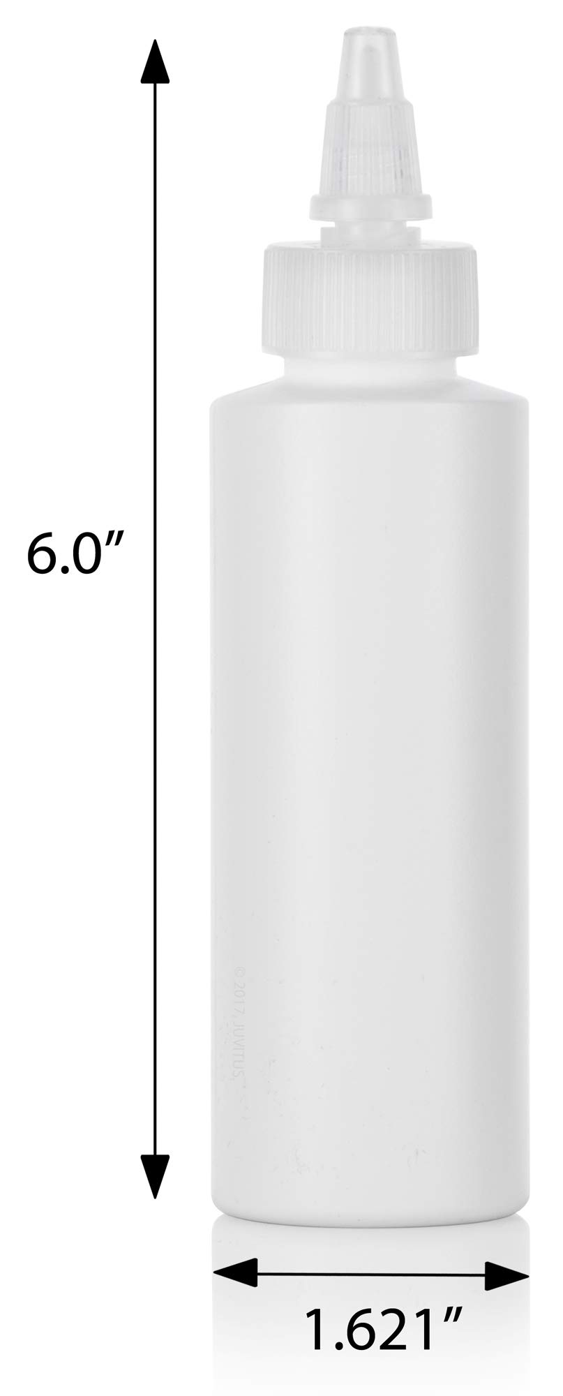JUVITUS 4 oz / 120 ml White Plastic Cylinder Squeeze Bottle with Twist Top (12 Pack)