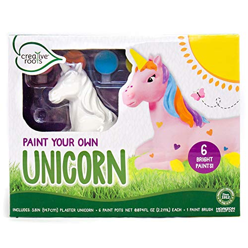 Creative Roots Paint Your Own Unicorn by Horizon Group USA, DIY Unicorn Coloring Kit, Includes 6 Paint Pots & Paint Brush, Multicolor