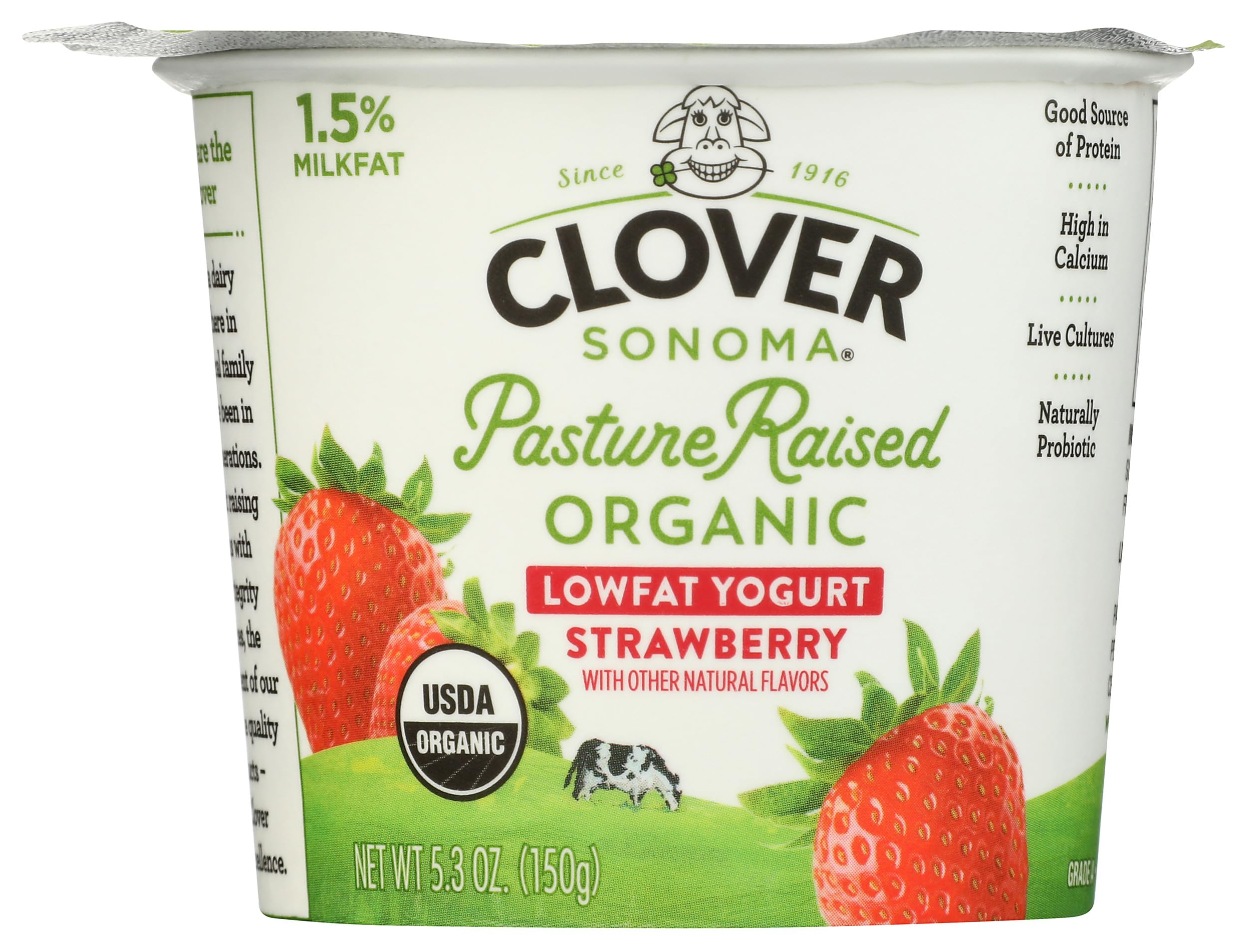 CLOVER SONOMA Organic Low Fat Strawberry Yogurt, 5.3 OZ