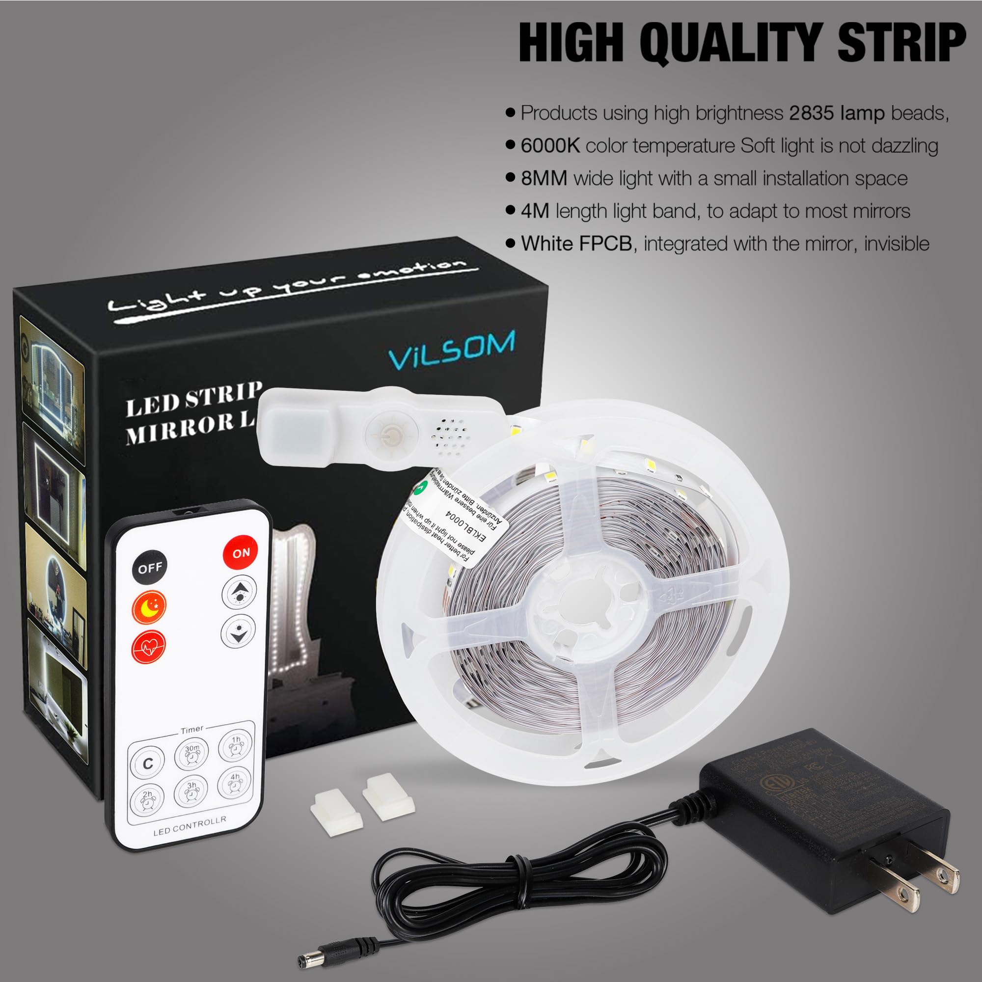 ViLSOM Led Vanity Mirror Lights Kit, 13ft/4M 240 LEDs Make-up Vanity Mirror Light for Vanity Makeup Table Set with Dimmer and Power Supply, Mirror not Included