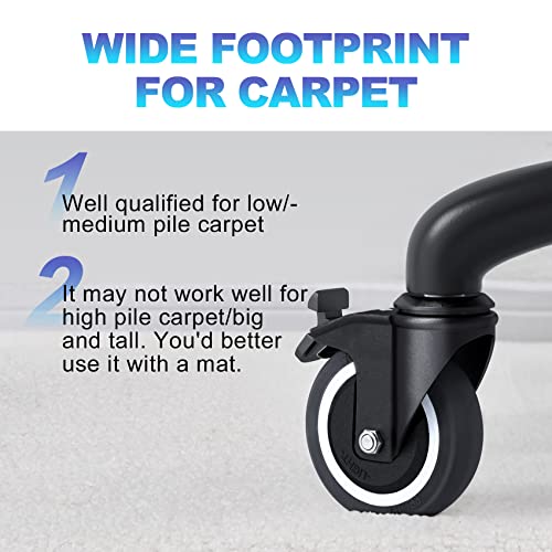 WUDOYO Professional Locking Office Chair Wheels with Brakes Wide Rubber Heavy Duty Replacement for Carpet Wood Tile Floor(with 5 Locks)