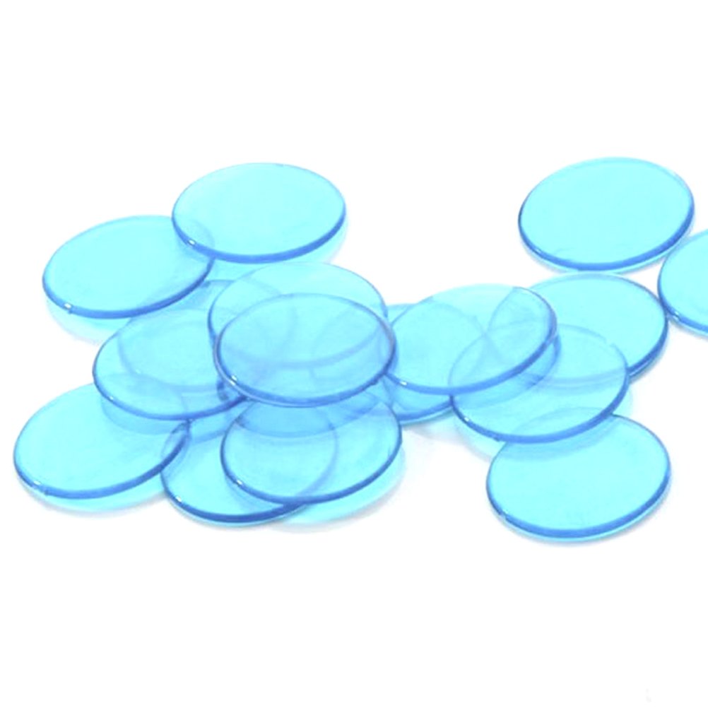 STOBOK 20pcs Bingo Chips Plastic Bingo Markers Set Transparent Counters Counting Chips Bingo Supplies (Sky-Blue)