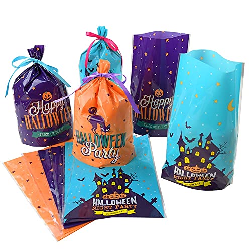 30 Pcs Halloween Plastic Bags in 3 Designs, Halloween Goodie Gift Bags Party Favors, Halloween Trick or Treat Bags, Event Party Supplies