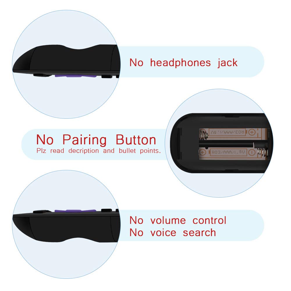 Gvirtue Remote Control Replacement for Roku 1, Roku 2(HD, XD, XS), Roku 3, Roku LT, HD, XD, XDS, Roku N1, Roku Express, Roku Express+ (4 Buttons)