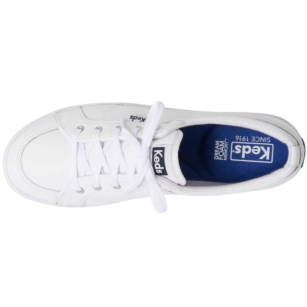 Keds Center Lace Up, Sneaker Womens, White Leather, 7.5 Medium