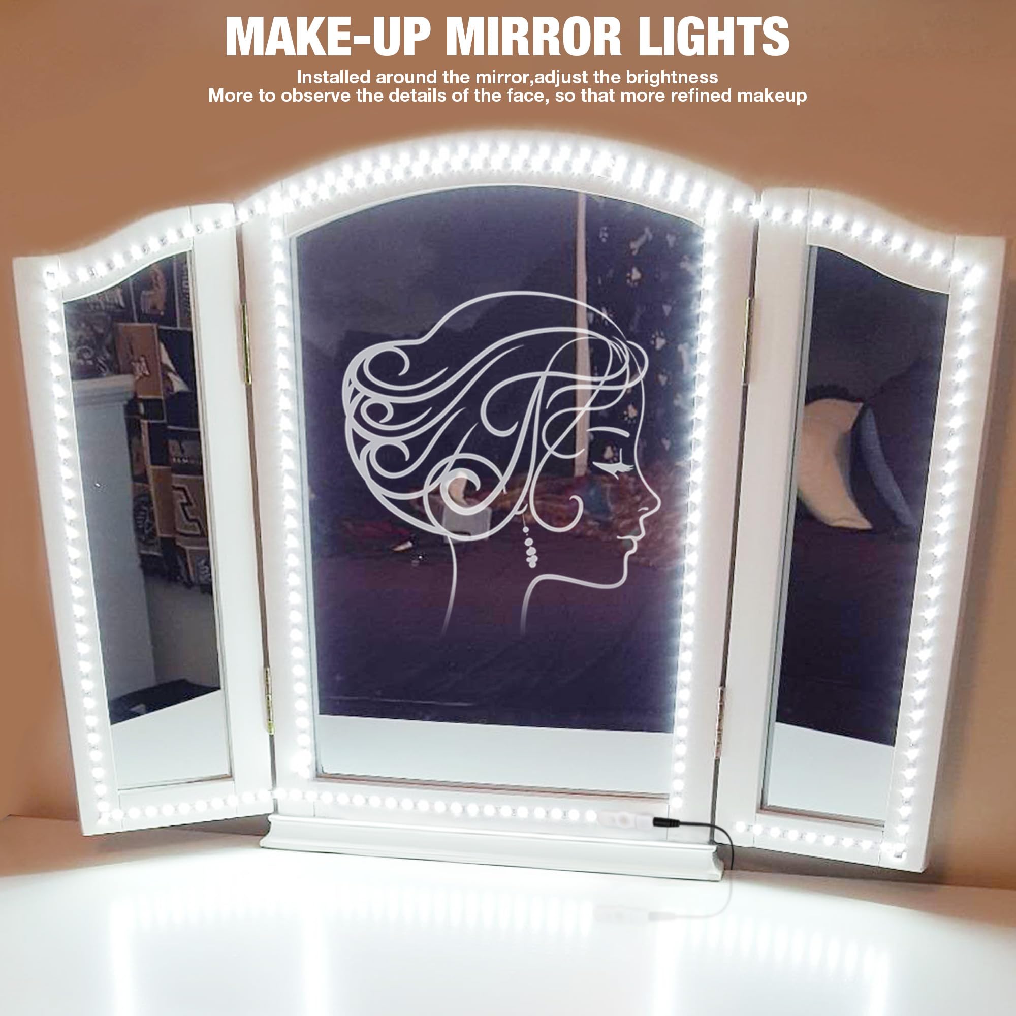 ViLSOM Led Vanity Mirror Lights Kit, 13ft/4M 240 LEDs Make-up Vanity Mirror Light for Vanity Makeup Table Set with Dimmer and Power Supply, Mirror not Included