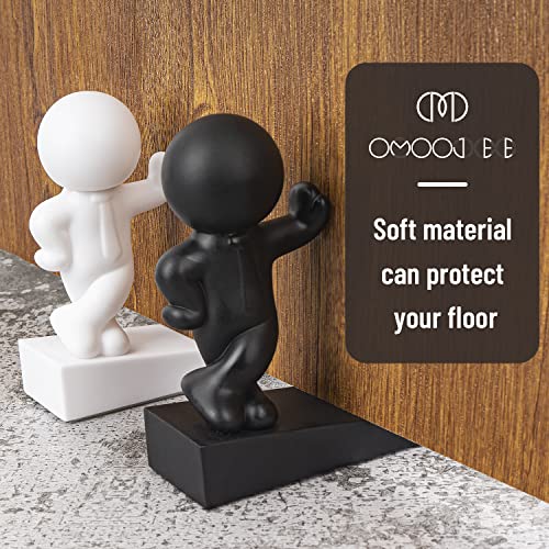 Cute Door Stop, 2 Pcs Decorative Buddy Door Stopper, Effective to Hold Your Door Open, Black and White