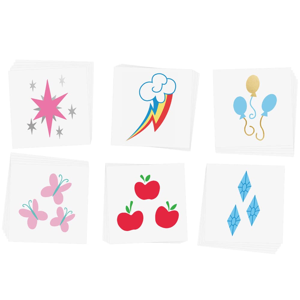Cutie Marks Variety Pack set of 30 assorted premium waterproof colorful metallic pony-inspired temporary foil Flash Tattoos, kids tattoo, metallic tattoo, MLP, tattoo set