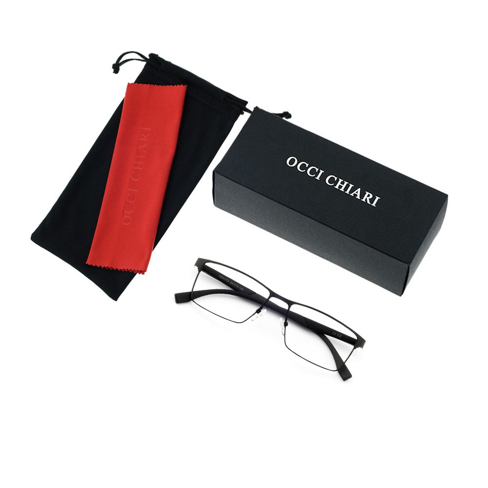 OCCI CHIARI Anti Blue Light Glasses for men - Computer Glasses Men - Black Eyewear Frame - Game Glasses for Men