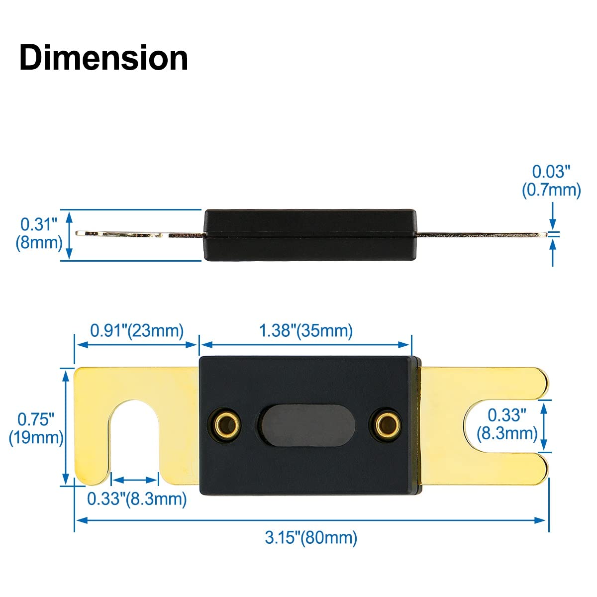 Baomain ANL Fuse 40 Amp 40A ANL-40 for Car Vehicles Audio System Sheet Gold Tone (3PCS)