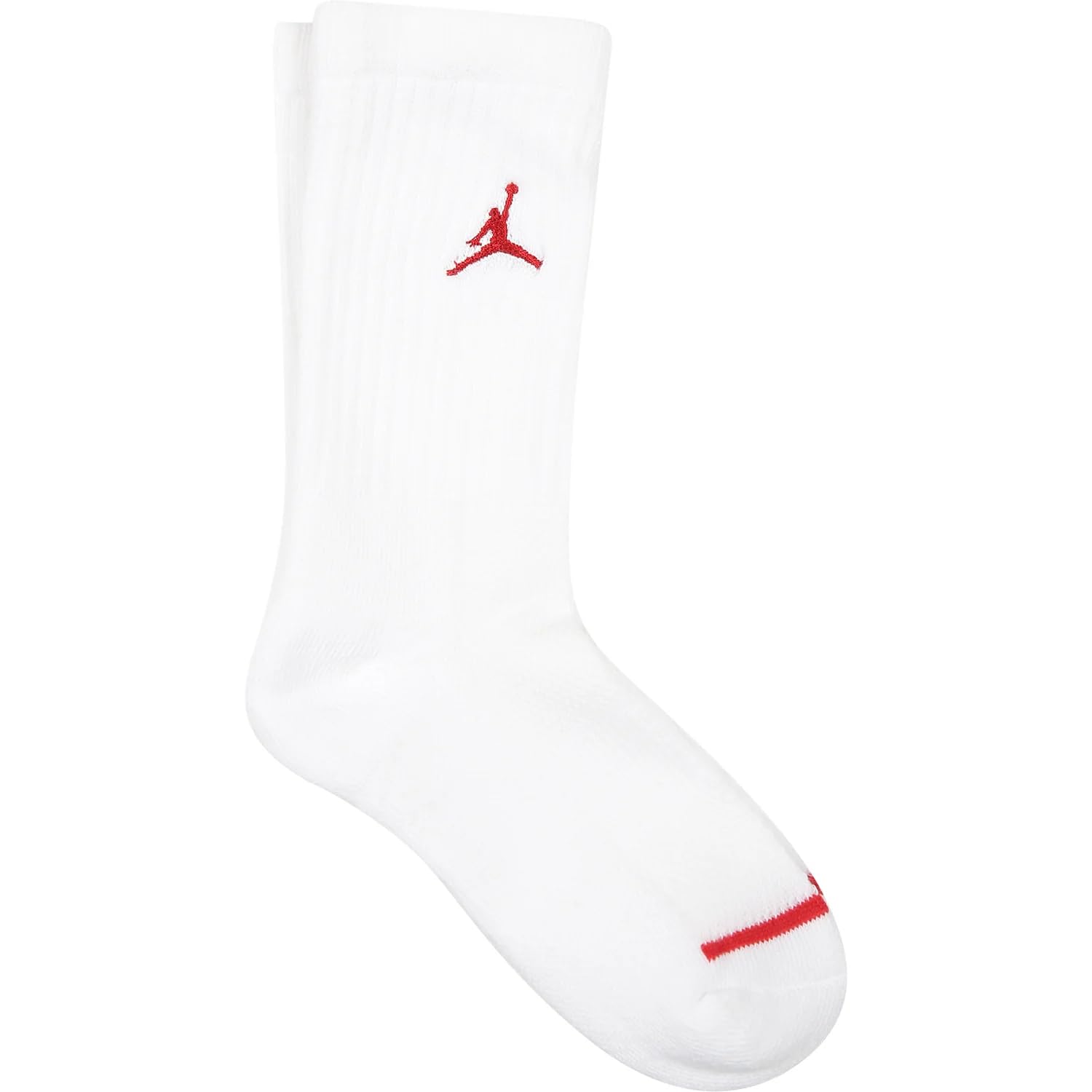 NIKE AIR JORDAN JUMPMAN CREW SOCKS - BOYS' GRADE SCHOOL (5-7 (Shoe 10C-3Y), Black/White/Gym Red)
