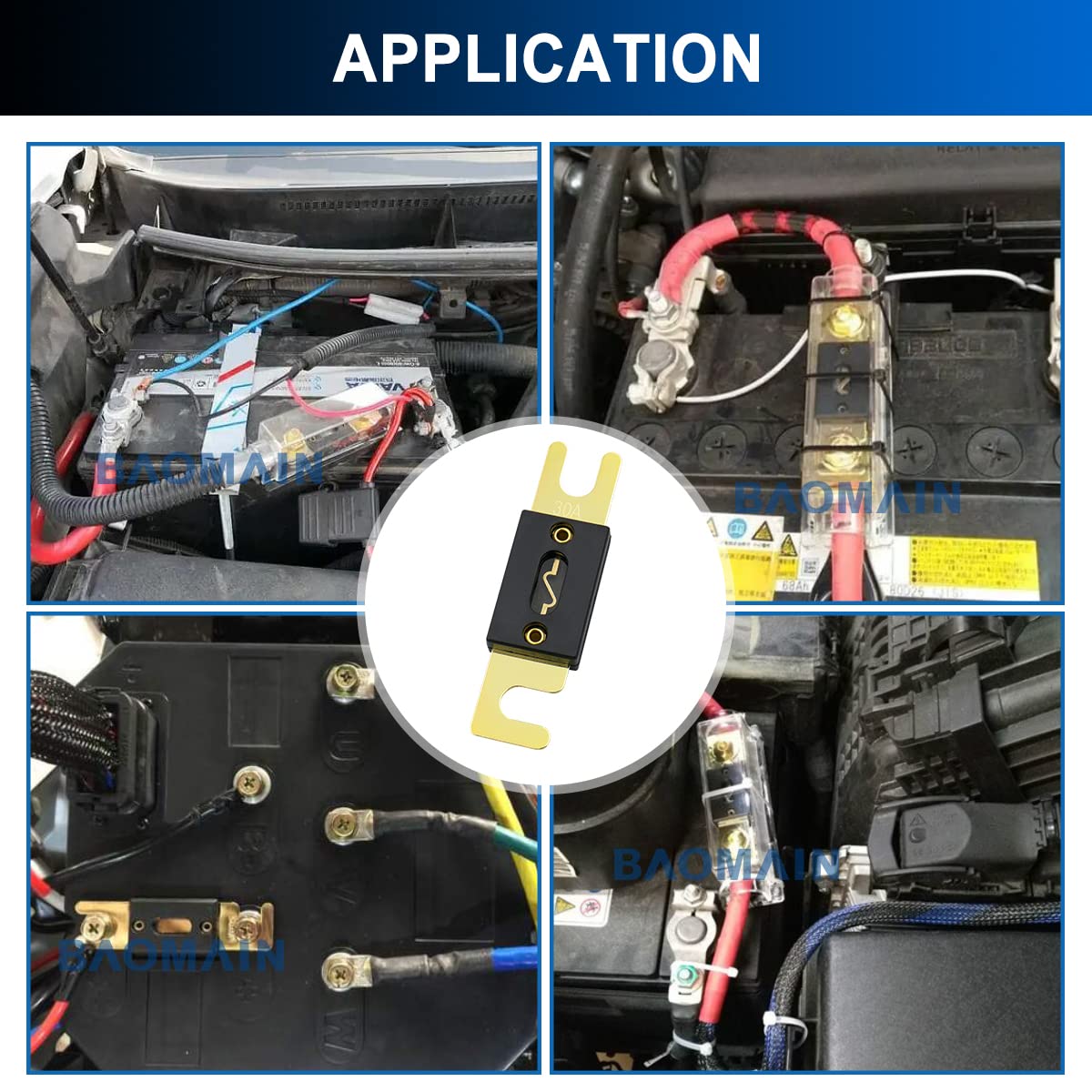 Baomain ANL Fuse 40 Amp 40A ANL-40 for Car Vehicles Audio System Sheet Gold Tone (3PCS)