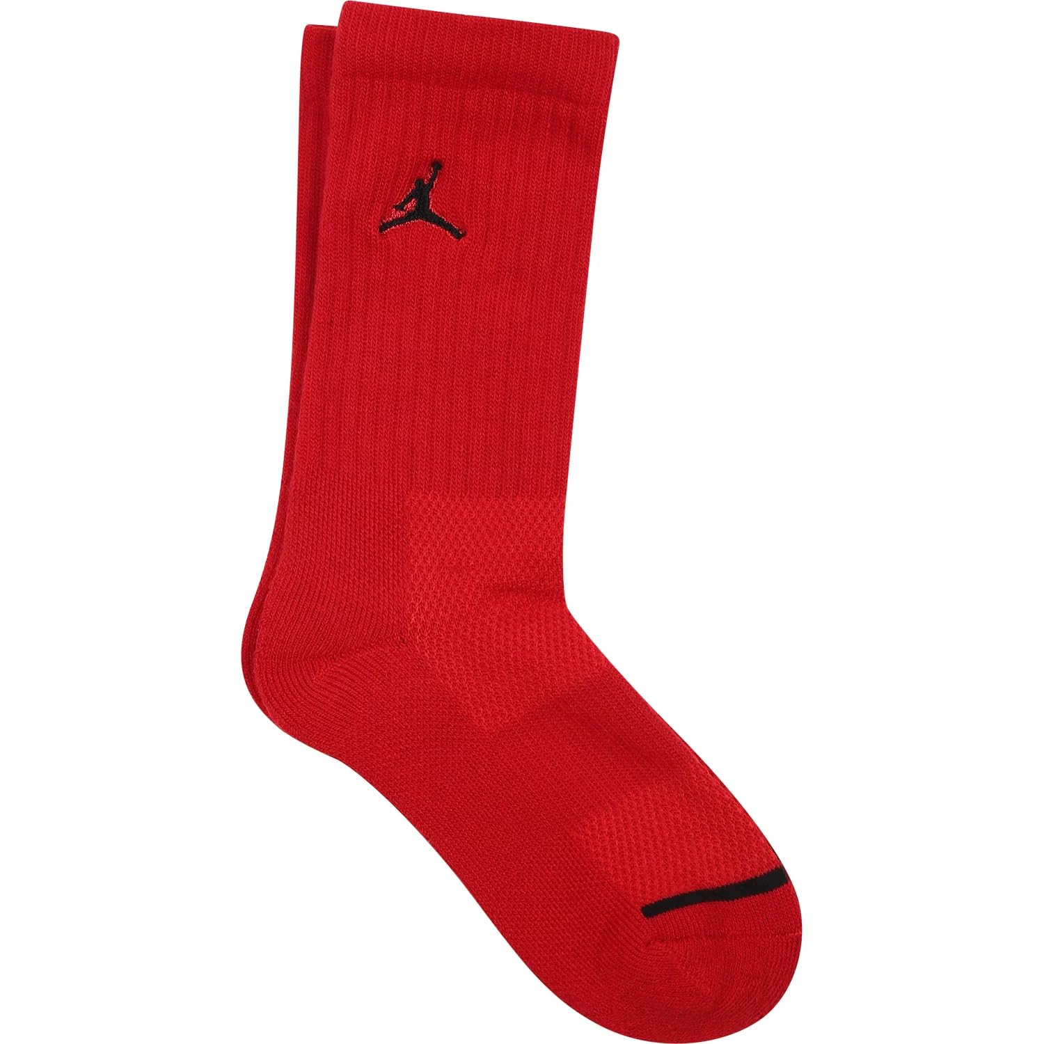NIKE AIR JORDAN JUMPMAN CREW SOCKS - BOYS' GRADE SCHOOL (5-7 (Shoe 10C-3Y), Black/White/Gym Red)