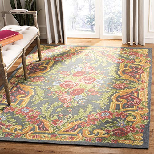 SAFAVIEH Classic Vintage Collection Area Rug - 8' x 10', Grey & Rose, Oriental Floral Design, Non-Shedding & Easy Care, Ideal for High Traffic Areas in Living Room, Bedroom (CLV112F)