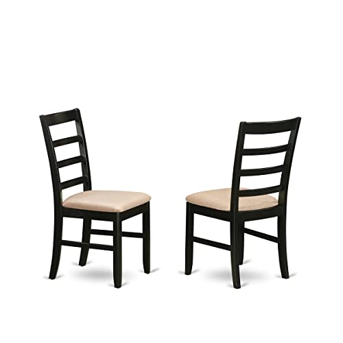 East West Furniture SUPF5-BCH-C 5 Piece Kitchen Table & Chairs Set Includes a Round Dining Table with Dropleaf & Shelves and 4 Linen Fabric Dining Room Chairs, 42x42 Inch, Black & Cherry