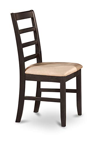 East West Furniture SUPF5-BCH-C 5 Piece Kitchen Table & Chairs Set Includes a Round Dining Table with Dropleaf & Shelves and 4 Linen Fabric Dining Room Chairs, 42x42 Inch, Black & Cherry