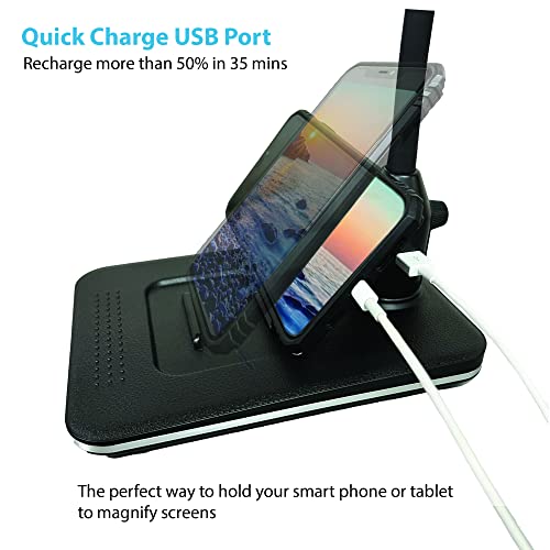 MagniPros 4X Magnifying Desk Lamp with Detachable Clamp, USB Fast Charge, Magnifying Glass with Stepless Dimming & Extra Large Viewing Area for Reading, Painting, Sewing, Crafts & Close Work