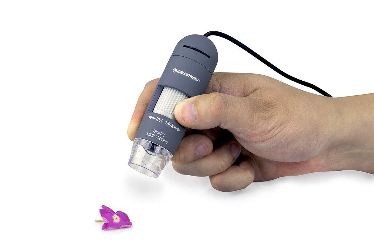 Celestron Deluxe Handheld Digital Microscope, Capture Your Discoveries, (44302-C), Grey