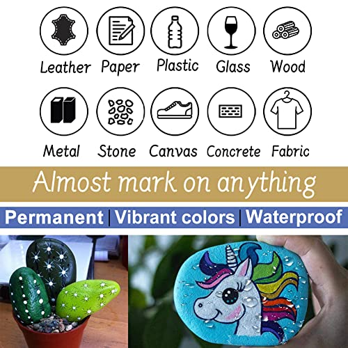 Paint Pens Paint Markers - White Permanent Markers 8 Pack, Oil Based Waterproof Quick Dry Medium Tip Marker Pen for Metal, Wood, Fabric, Plastic, Rock, Stone, Mugs, Canvas, Glass, Art Craft