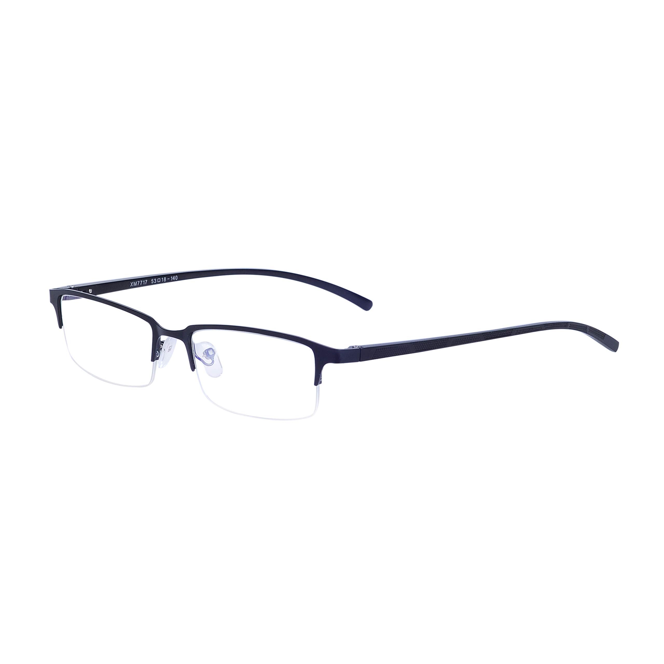 JoXiGo Blue Light Blocking Glasses for Men Vintage Half-Rim Rectangular Metal Eyewear Frame with Clear Transparent Lens UV400 with Case