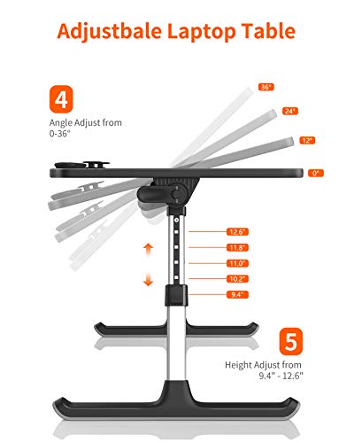 Laptop Desk for Bed, SAIJI Lap Desks Bed Trays for Eating Writing, Adjustable Computer Laptop Stand, Foldable Lap Table in Sofa and Couch (23.6 x 13,Black)
