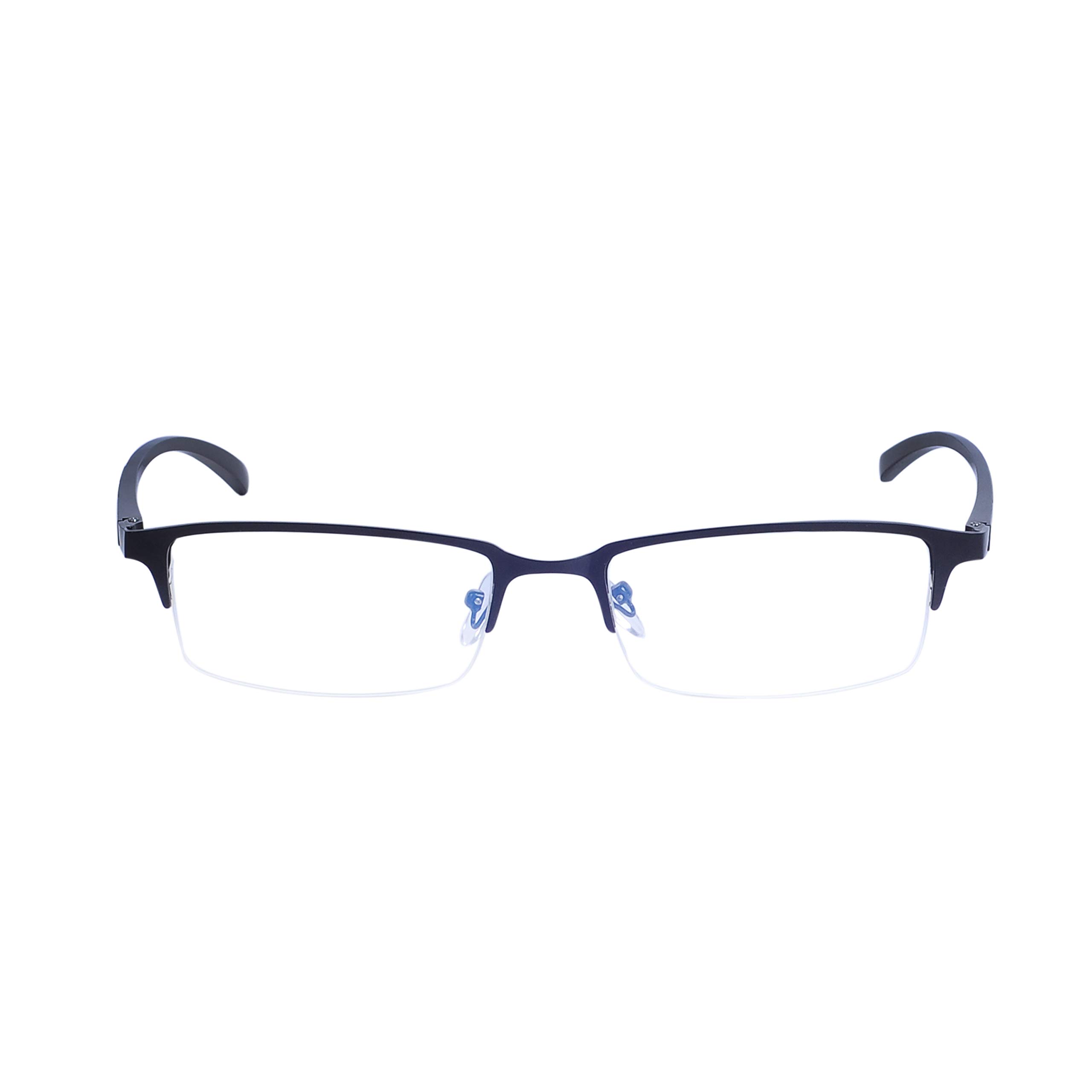 JoXiGo Blue Light Blocking Glasses for Men Vintage Half-Rim Rectangular Metal Eyewear Frame with Clear Transparent Lens UV400 with Case