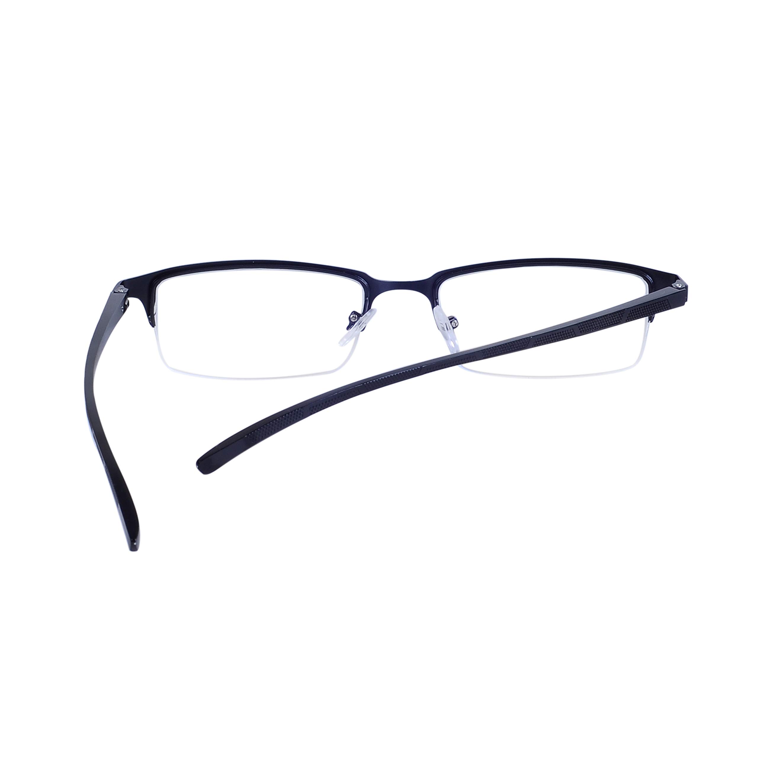 JoXiGo Blue Light Blocking Glasses for Men Vintage Half-Rim Rectangular Metal Eyewear Frame with Clear Transparent Lens UV400 with Case