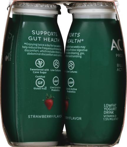 Activia Probiotic Dailies Strawberry Lowfat Yogurt Drinks, Delicious Daily Probiotic Yogurt Smoothie Drinks to Help Support Gut Health, 8 Ct, 3.1 FL OZ