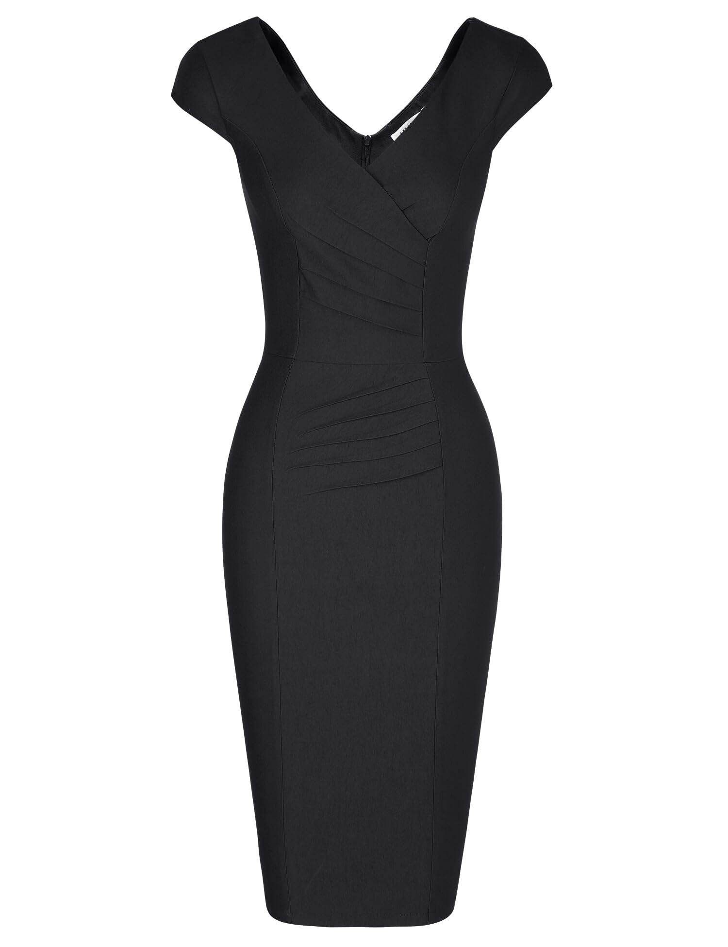 MUXXN Ladies Celebrity Vintage Cap Sleeve Tea Length Special Occasion Dress (Black XL)