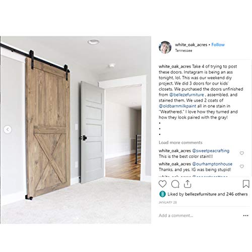 BELLEZE 42 Inch DIY Sliding Interior Barn Door, Modern Rustic Custom Farmhouse Unfinished Pine Wood for Kitchen Pantry Bedroom Living Room Closet - Unfinished