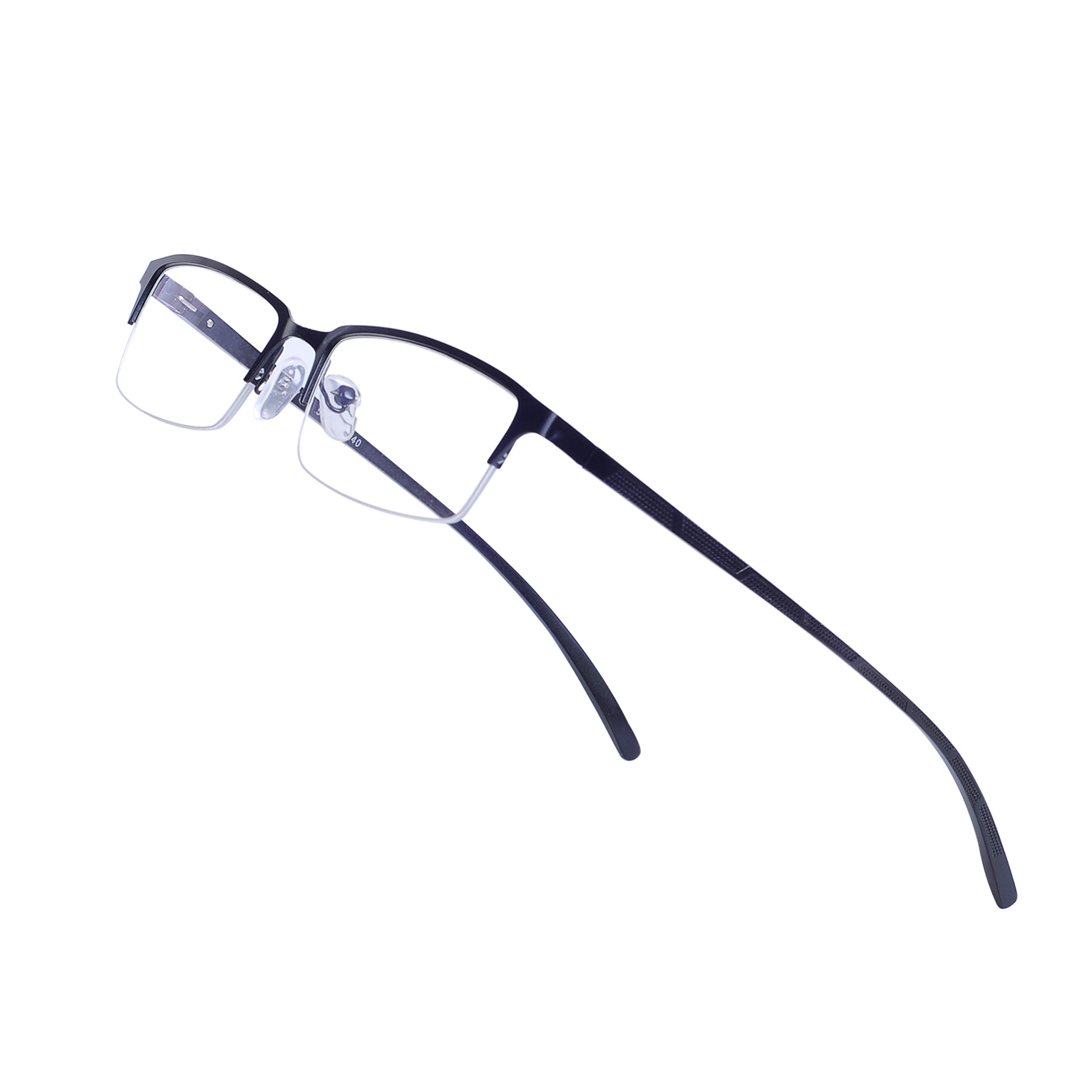 JoXiGo Blue Light Blocking Glasses for Men Vintage Half-Rim Rectangular Metal Eyewear Frame with Clear Transparent Lens UV400 with Case