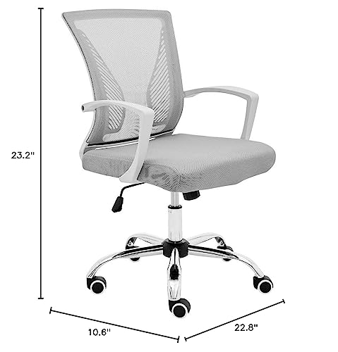 Modern Home Zuna Mid-Back Office Task Chair - Ergonomic Back Supporting Mesh Back Desk Chair (Black/Blue)