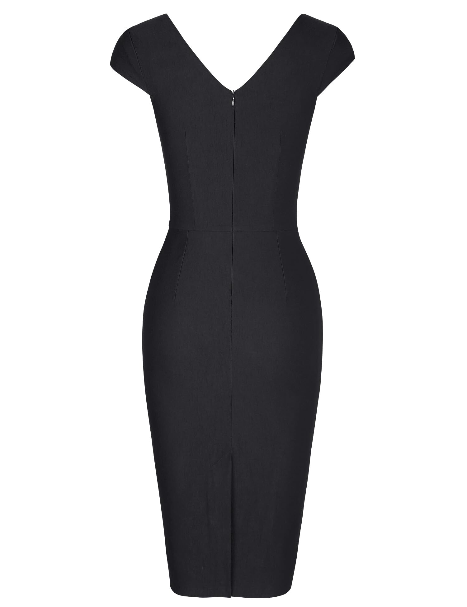 MUXXN Ladies Celebrity Vintage Cap Sleeve Tea Length Special Occasion Dress (Black XL)