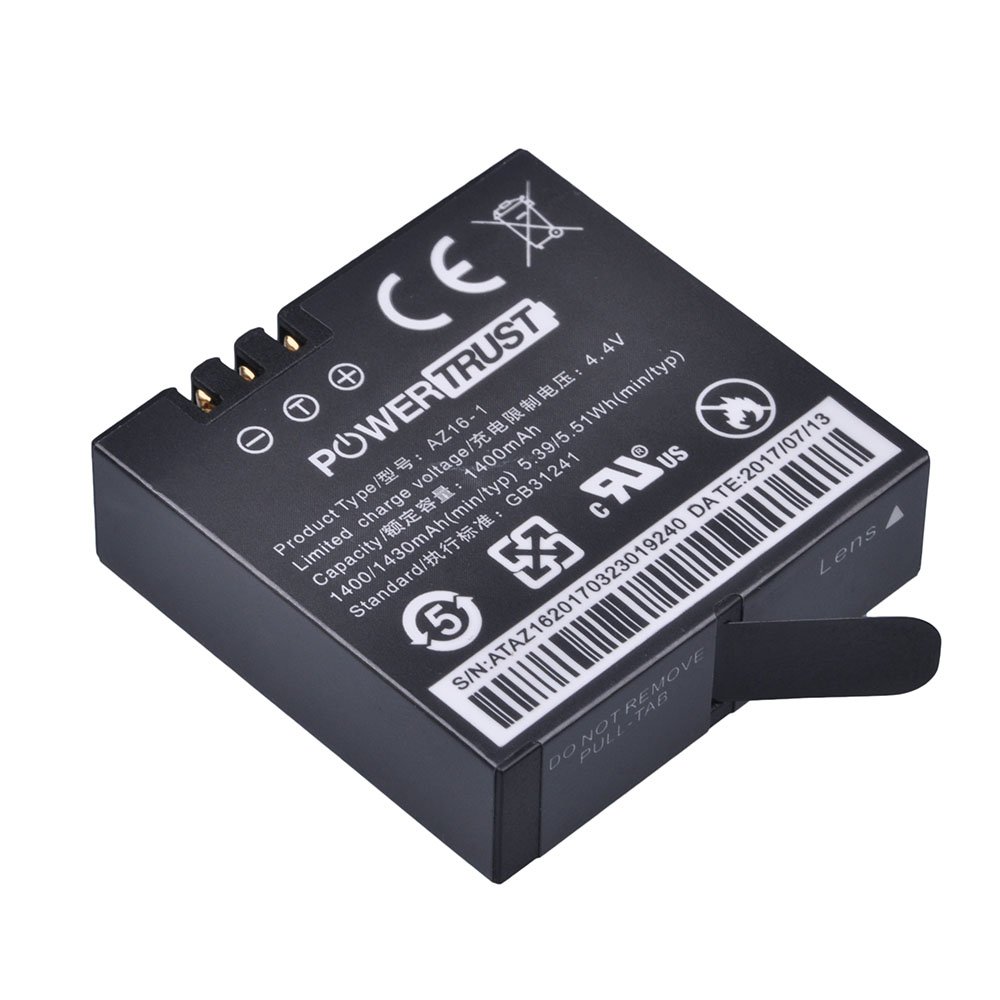 PowerTrust 2-Pack AZ16-1 Replacement Battery and LCD Dual USB Charger for XiaoYi 4K and YI Lite Sport Cameras