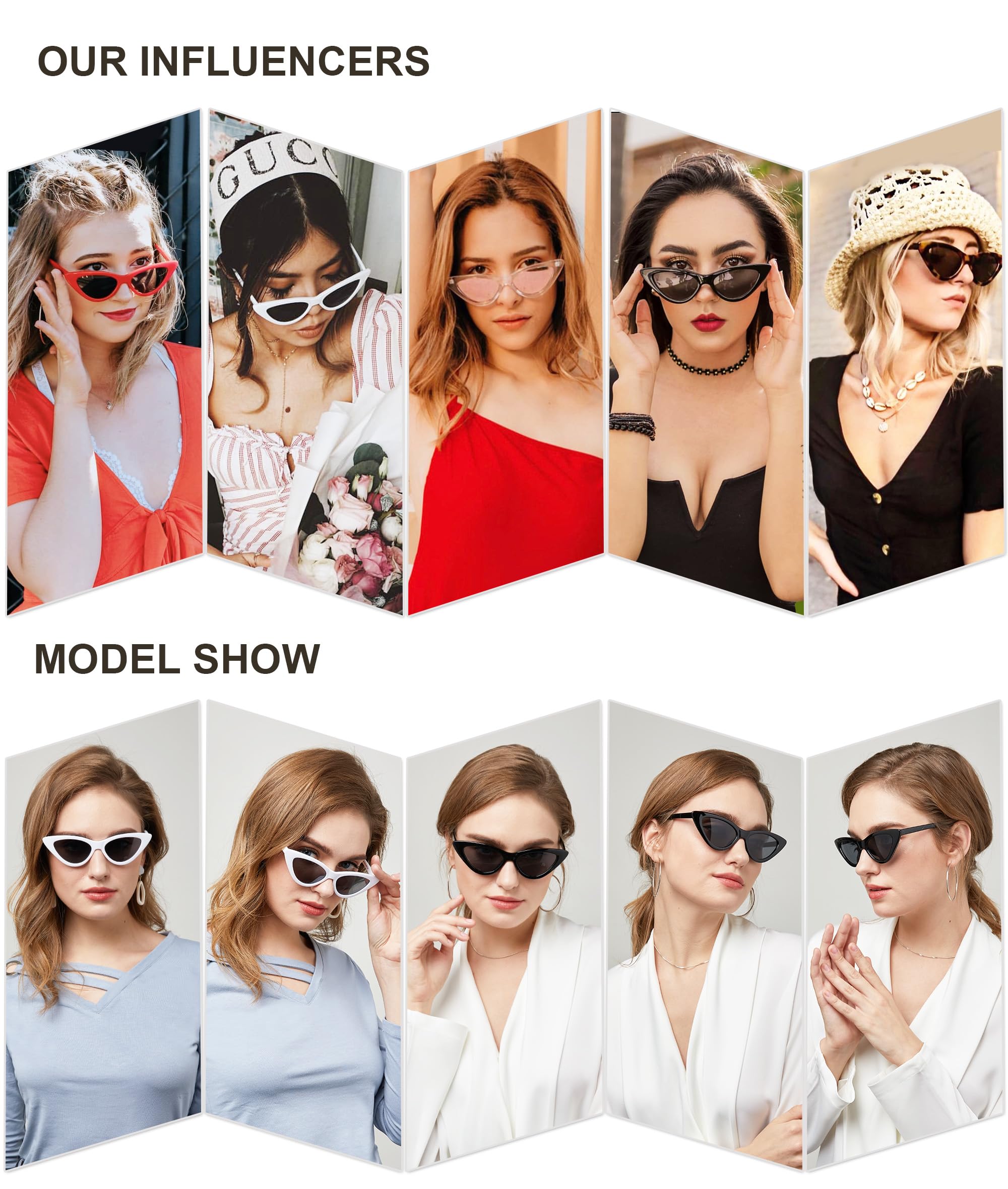 SOJOS Retro Vintage Narrow Cat Eye Sunglasses for Women Clout Goggles Plastic Frame SJ2044 with Tortoise Frame/Brown Lens